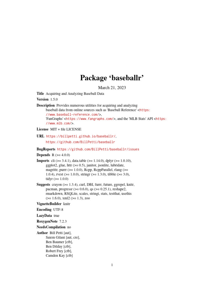 Baseballr Library | PDF