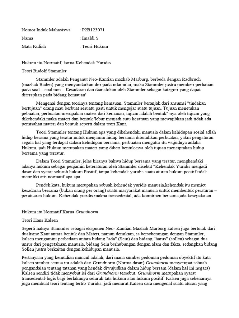 Teori Hukum - 070842 | PDF | Filsafat | Hukum