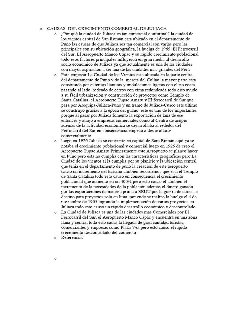Factores del Comercio en Juliaca | PDF | Economias