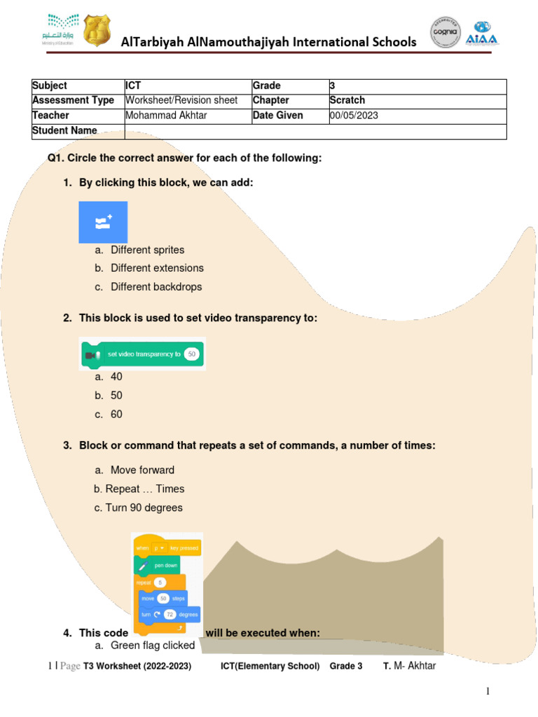 GR 3 Revision Sheet Questions | PDF | Scratch (Programming Language ...