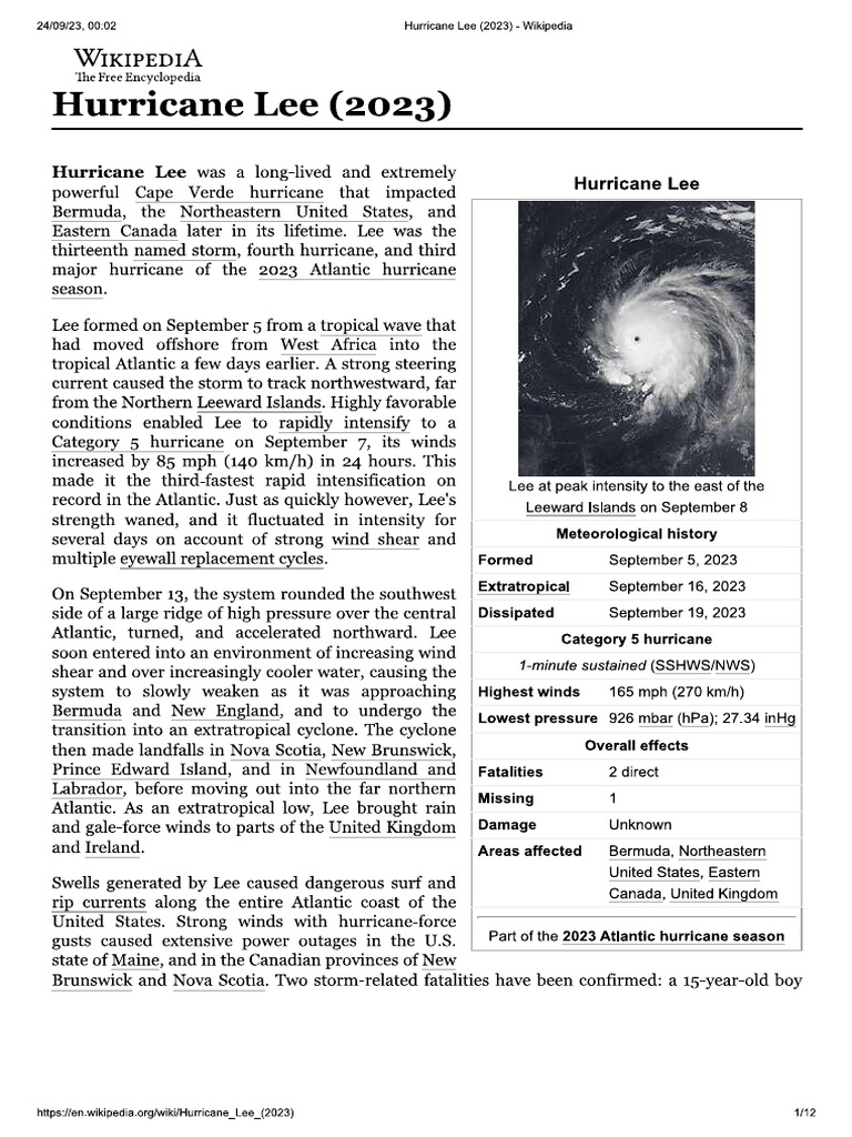 Hurricane Lee (2023) | PDF