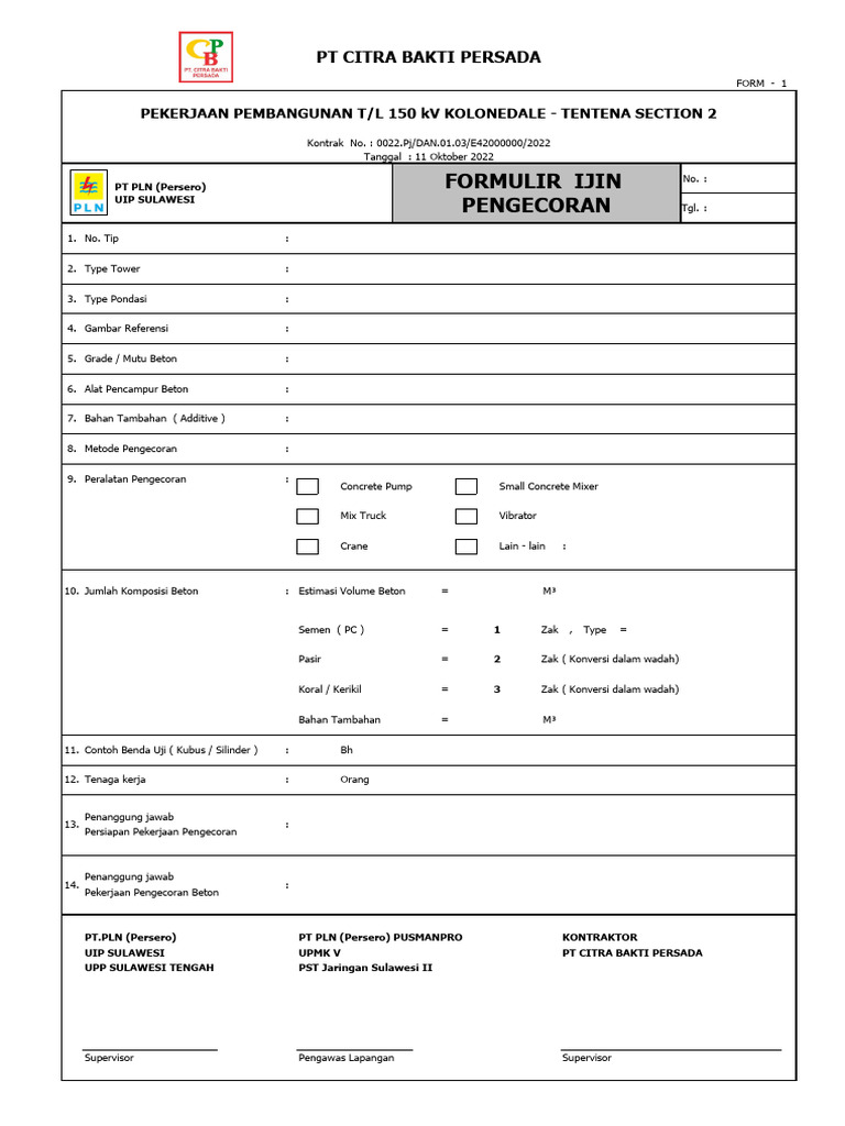 Format Form Pengecoran TL | PDF