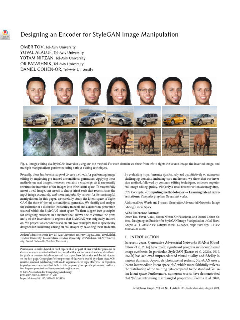 Designing An Encoder For Stylegan Image Manipulation | PDF