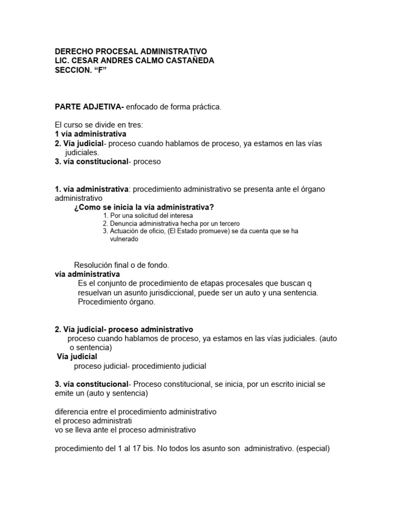 1er. Pacial, Dereco Procesal Administrativo | PDF | Ley procesal ...