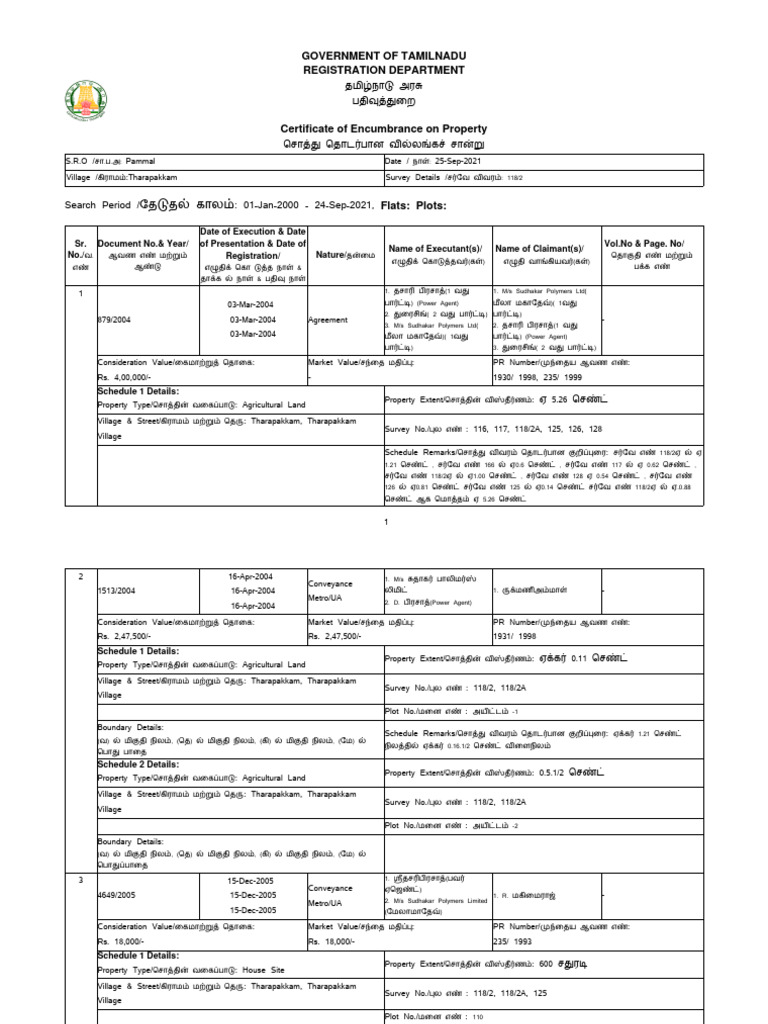 Encumbrance Certificate | PDF