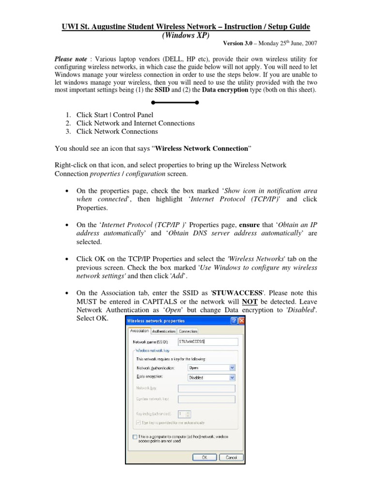 UWI St. Augustine Student Wireless Network - Instruction / Setup Guide | Download Free PDF ...