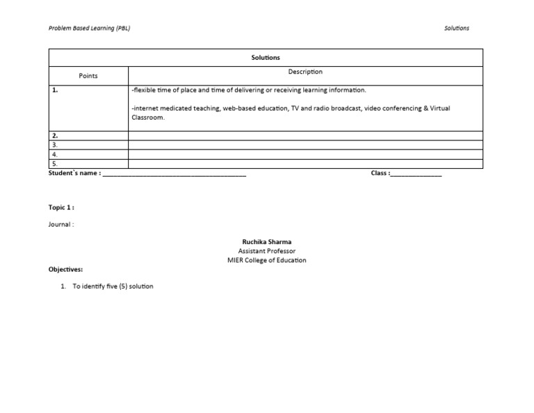 Solutions Table | PDF