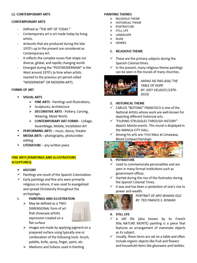Lesson 2 Contemp | PDF | The Arts | Relief