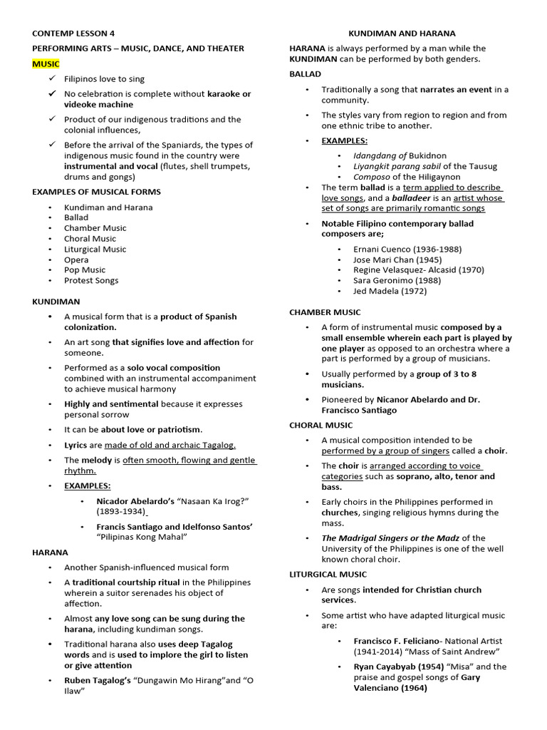Contemp Lesson 4 | PDF | Choir | Dances