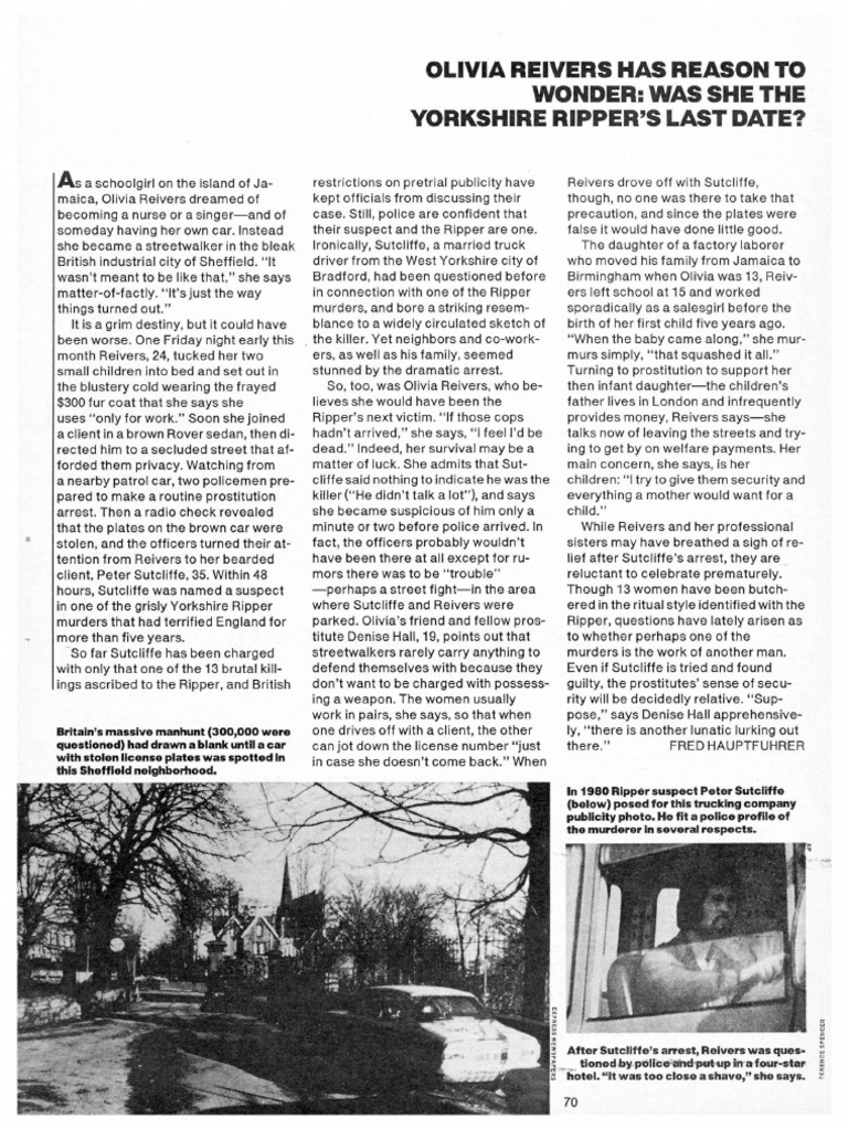 Olivia Reivers Has Reason To Wonder Was She The Yorkshire Ripper's Last ...