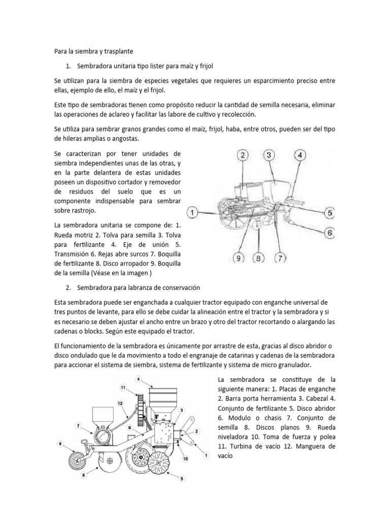Partes de la Sembradora FAMAQ 3 Surcos | PDF | Siembra | Tractor