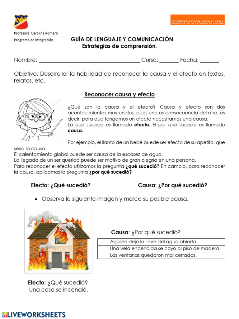 Causa y Efecto en Lenguaje y Comunicación | PDF