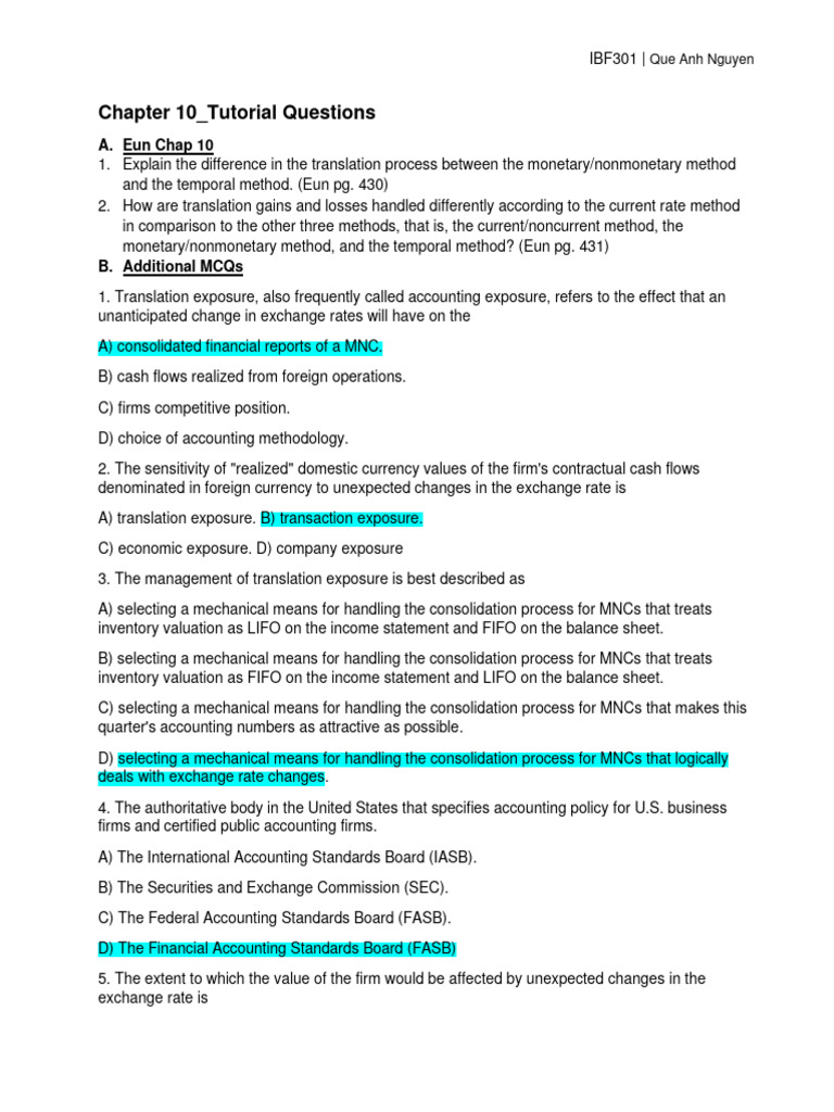 Chap10 Tutorial Questions | PDF