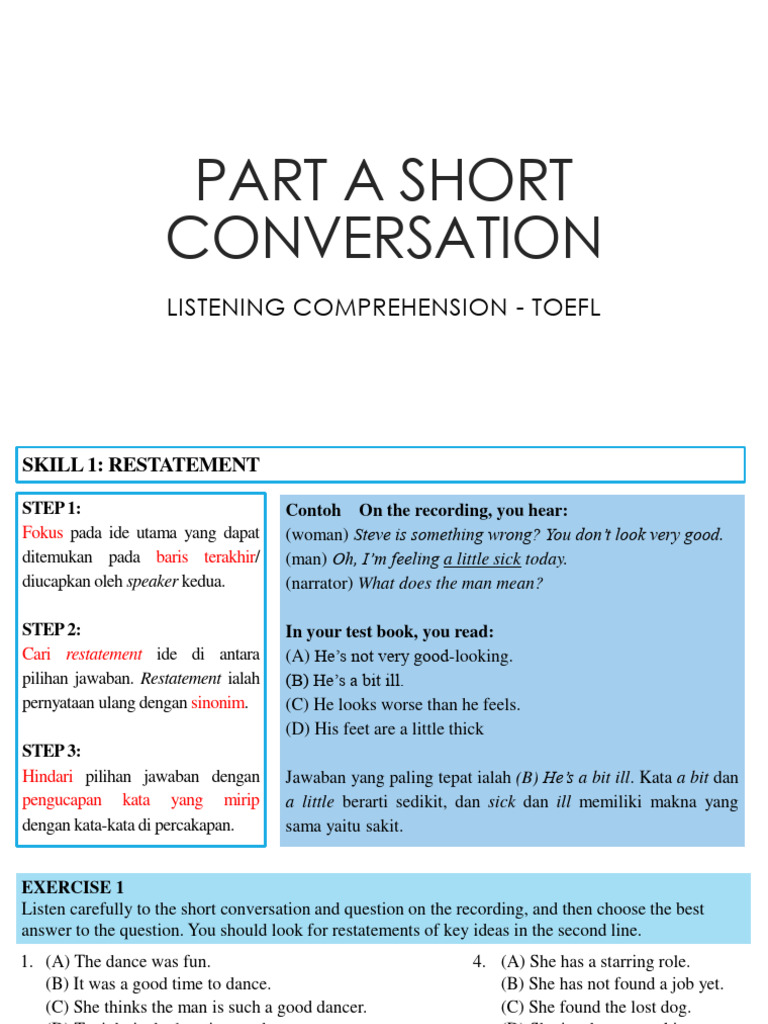 Listening Comprehension Skills for TOEFL | PDF | Foreign Language Studies