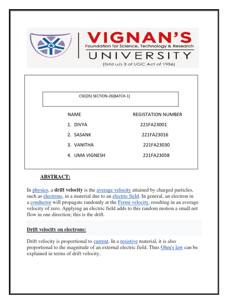 Spe Report | PDF | Electron | Velocity