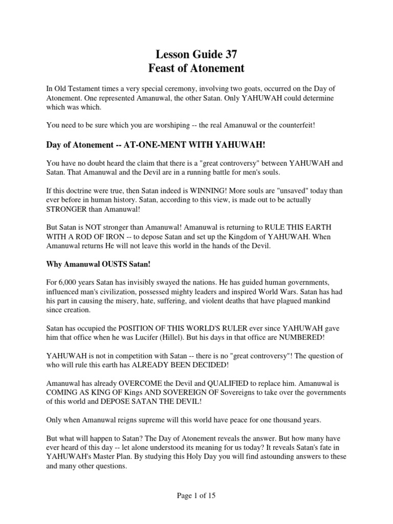 Lesson 37 - Day of Atonement | PDF