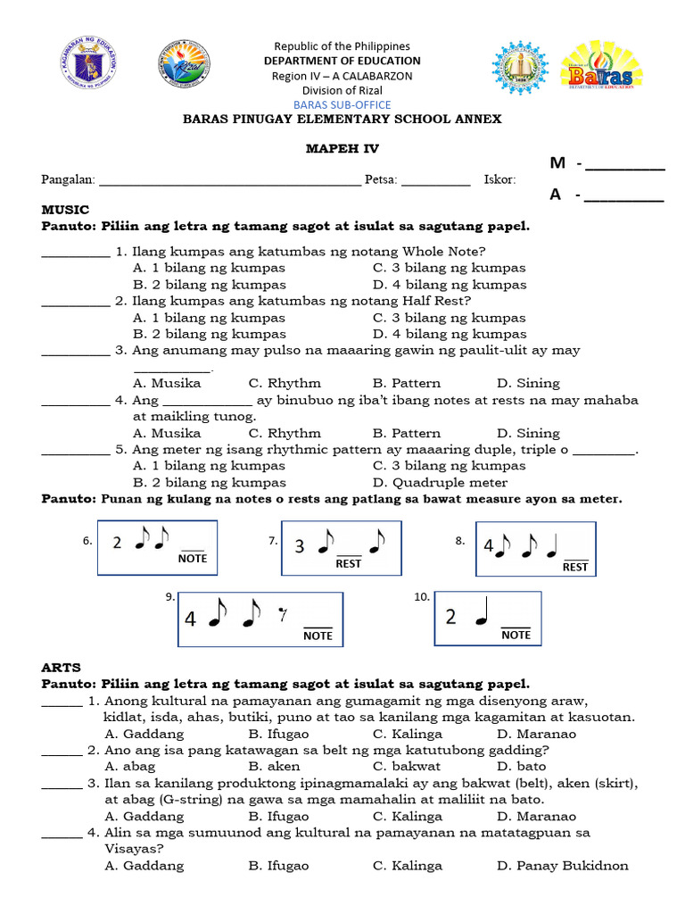Mapeh Q1 Summative 2 | PDF
