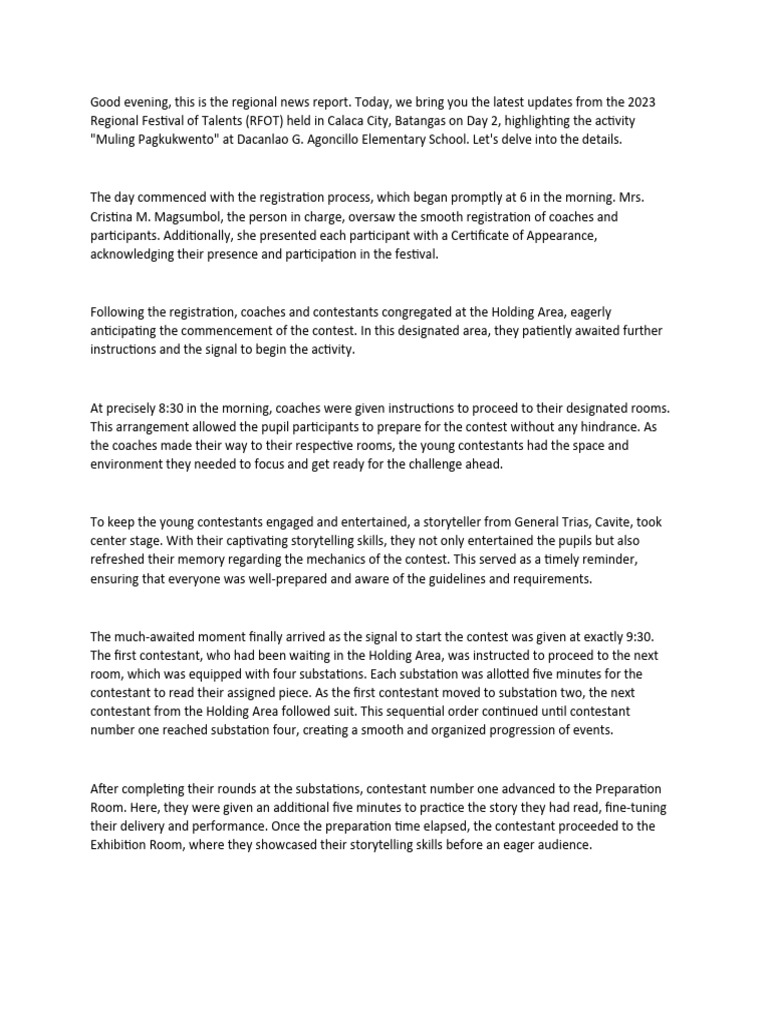 Rfot Narrative | PDF | Human Communication | Cognition