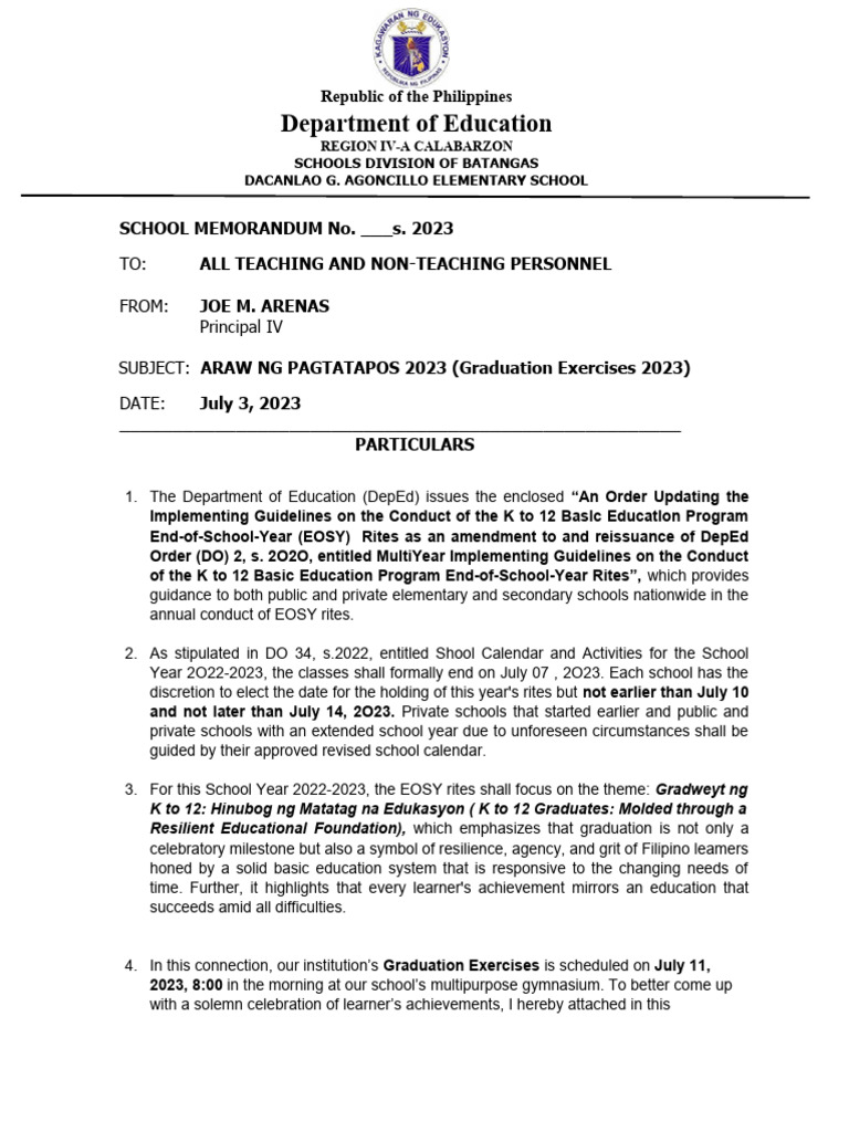 School Memorandum - Variety Show 2023 | PDF