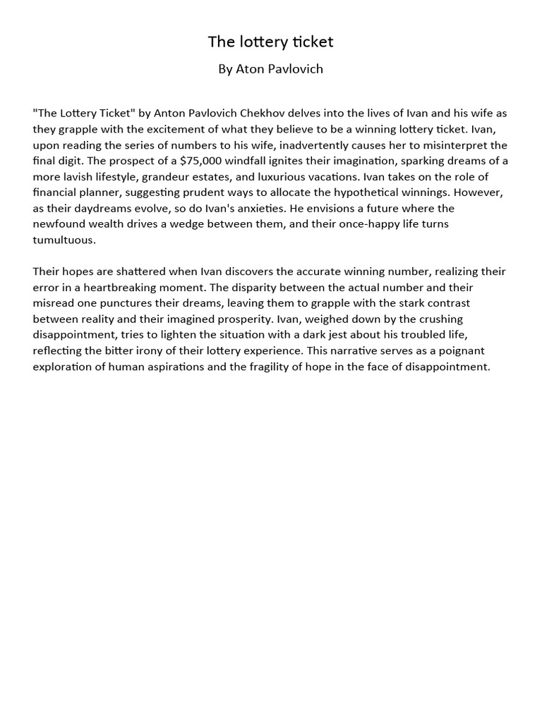 The Lottery Ticket: Dreams and Disillusionment | PDF | Poetry | Classics