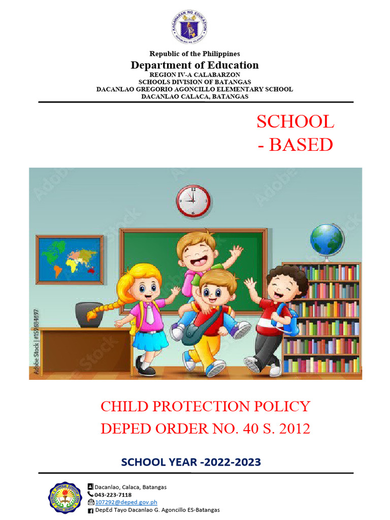 Dacanlao G. Es School Based Child Protection Policy | PDF