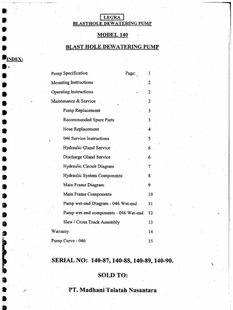 Service & Operator Manual Legra 140 | PDF