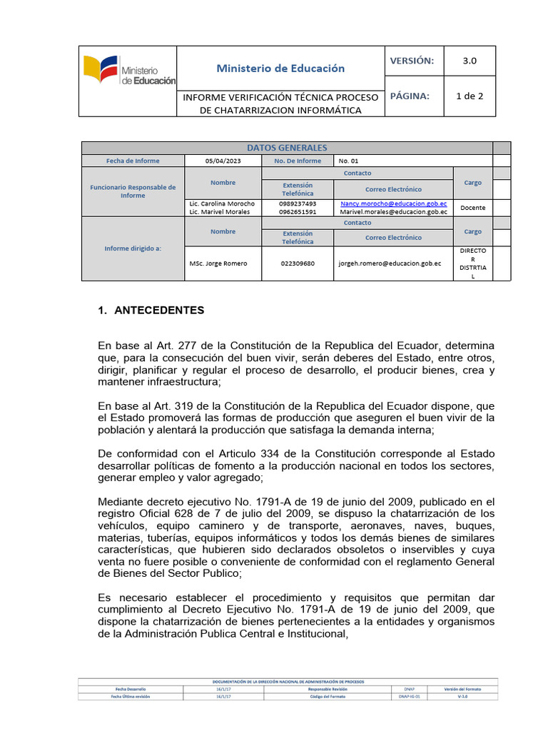 Modelo Informe Tecnico | PDF | Informática