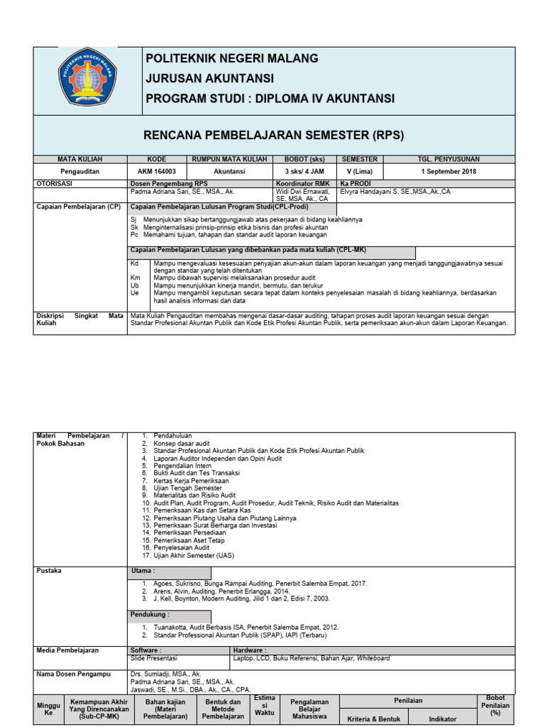 RPS Pengauditan D4 Padma | PDF