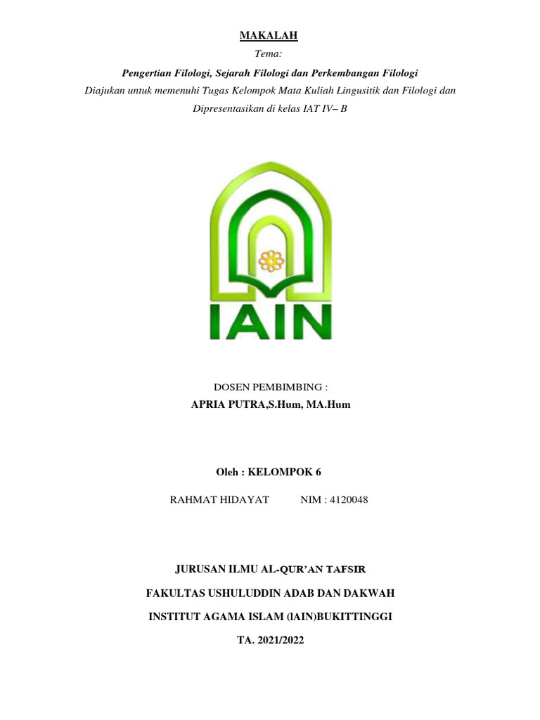 Pengertian Filologi, Sejarah Filologi Dan Perkembangan Filologi | PDF