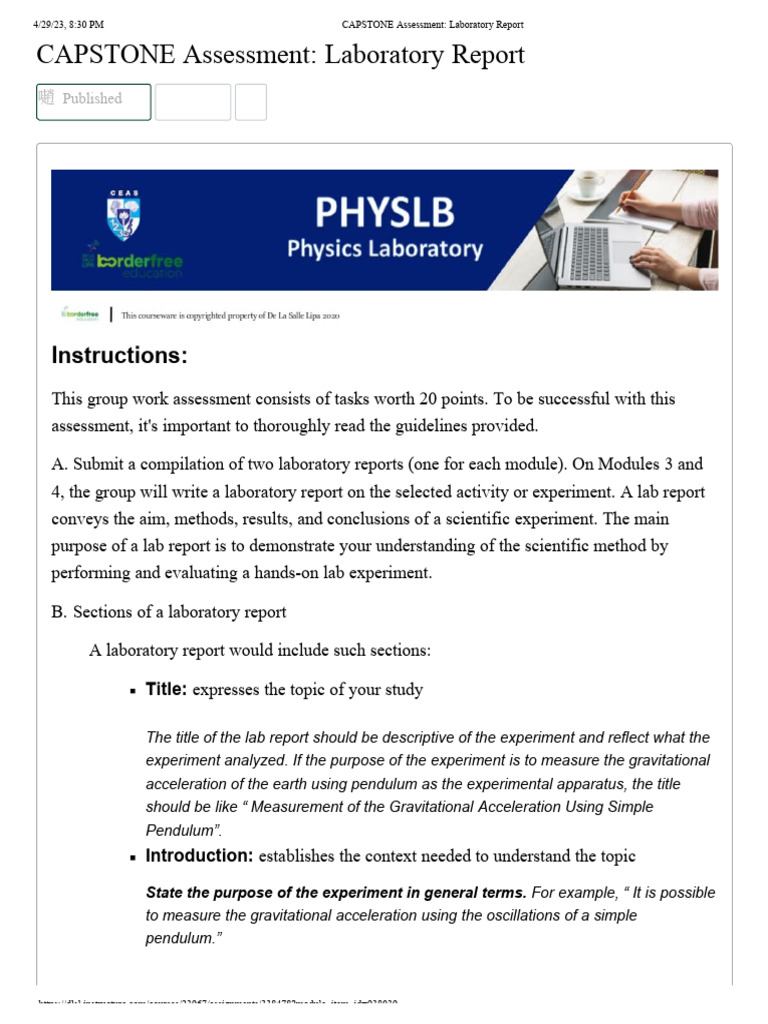 CAPSTONE Lab Report Guidelines | PDF | Experiment | Data