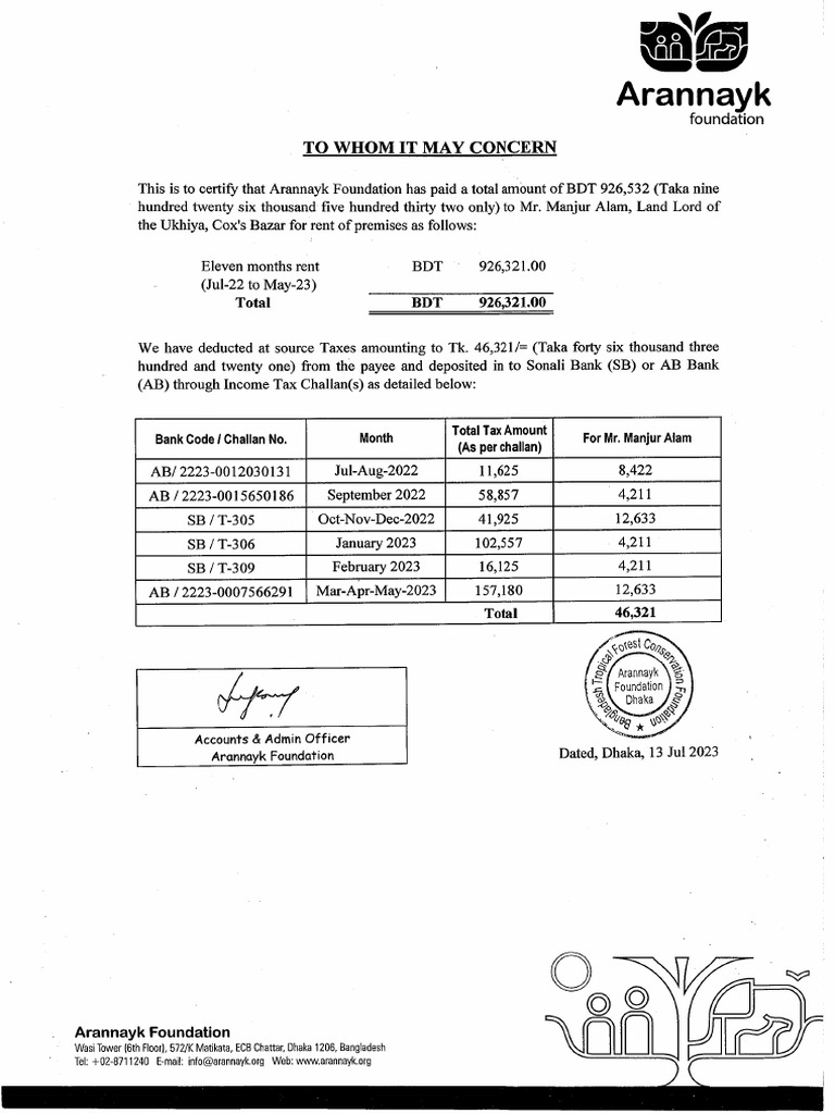 Certificate of Office Rent | PDF
