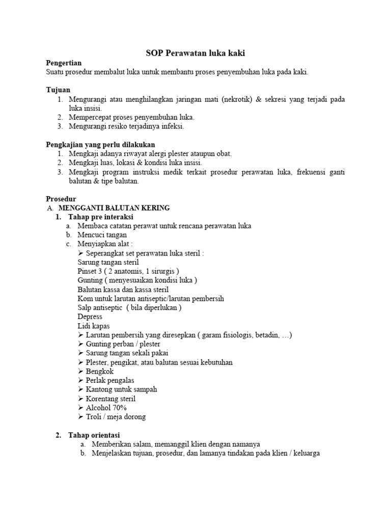 SOP Perawatan Luka Kaki | PDF