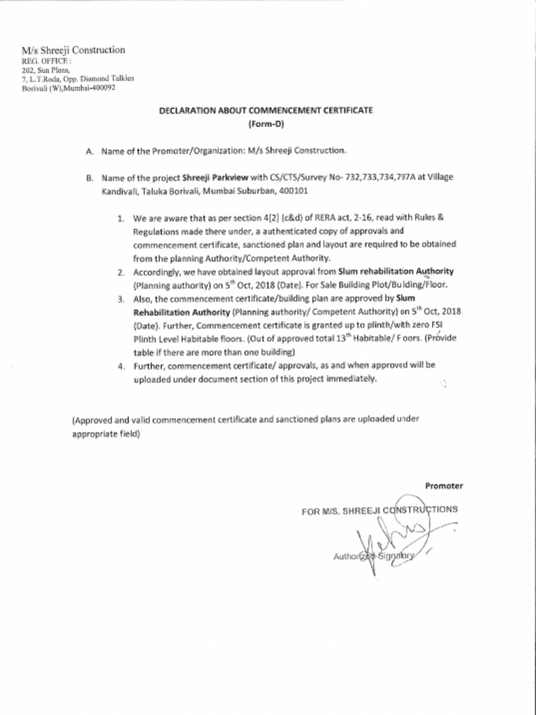1 Declaration About Commencement Certificate Pdf