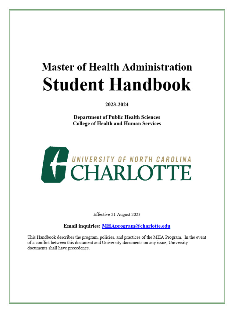 MASTER IN HEALTH ADMIINISTRATION IN UNCC, America | PDF | Health ...