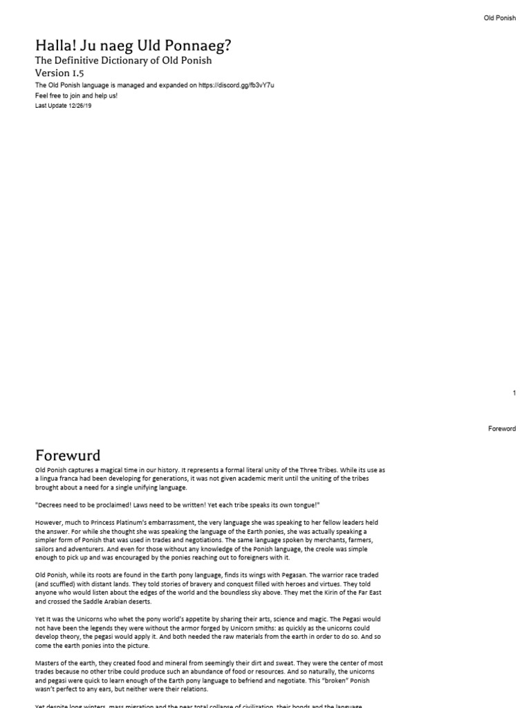 Old Ponish Dictionary Guide | PDF | Verb | Adjective