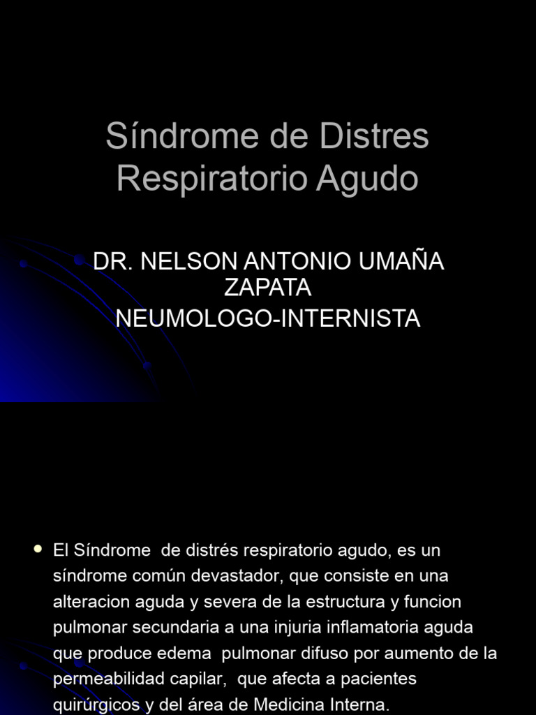 Síndrome de Distres Respiratorio Agudo | PDF | Septicemia | Medicina CLINICA