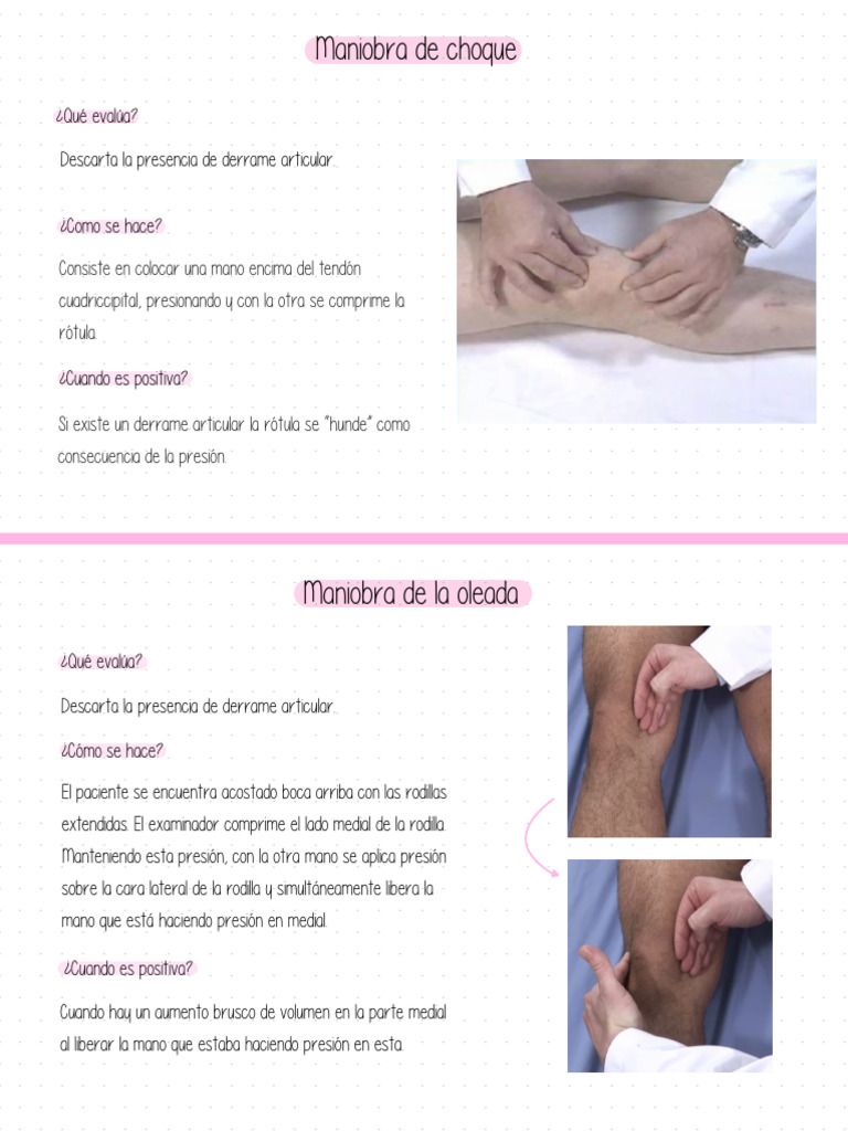 Maniobras para evaluar la rodilla | PDF | Rodilla | Sistema ...