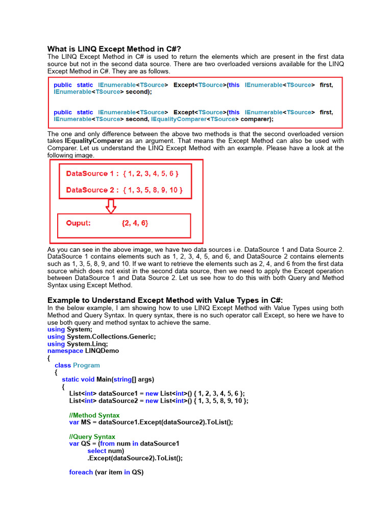 Part - 12 LINQ Except Method | PDF