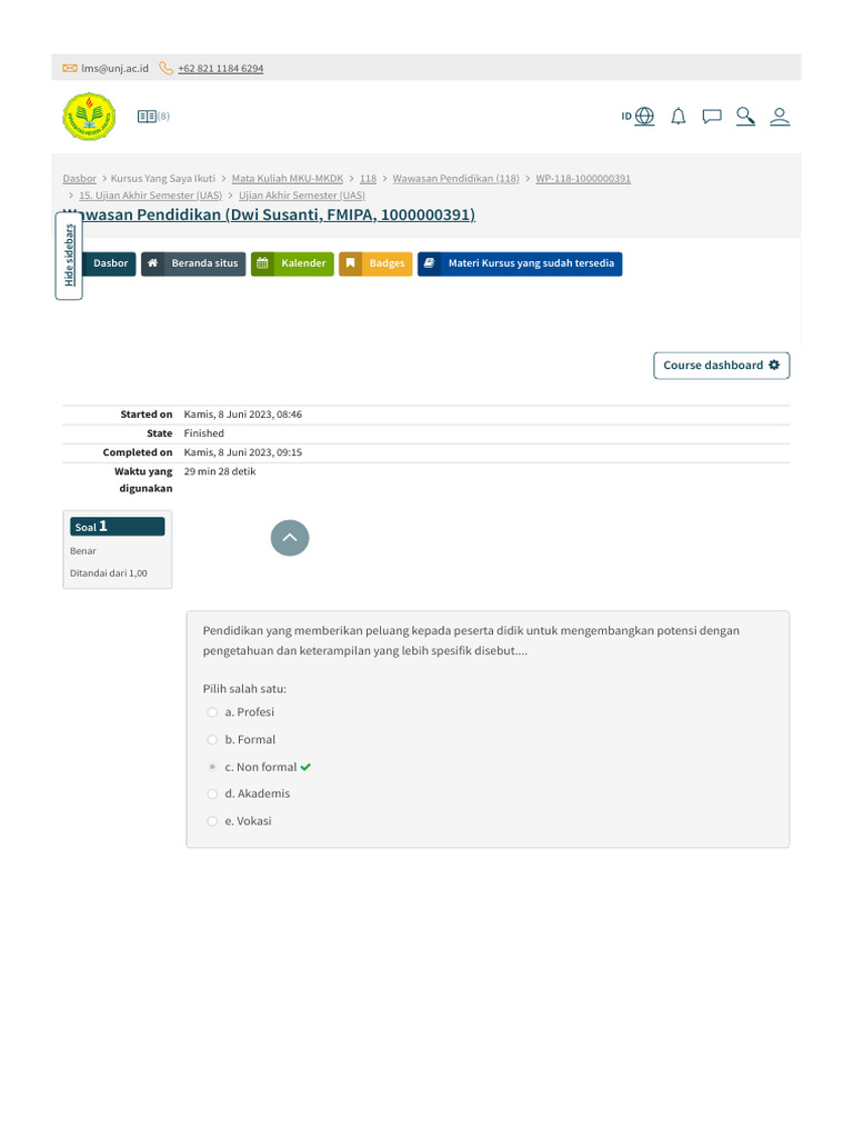 Ujian Akhir Semester (UAS) - Attempt Review | PDF