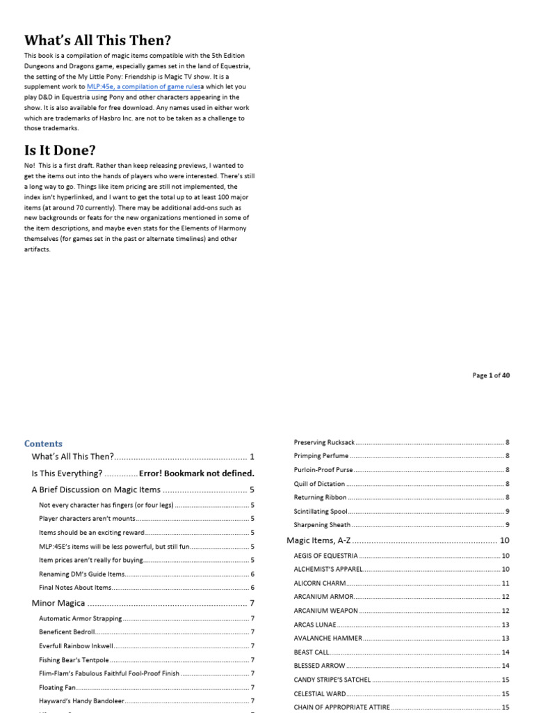 Equestria Magic Items | PDF | Dungeons & Dragons | Dwarf (Dungeons & Dragons)