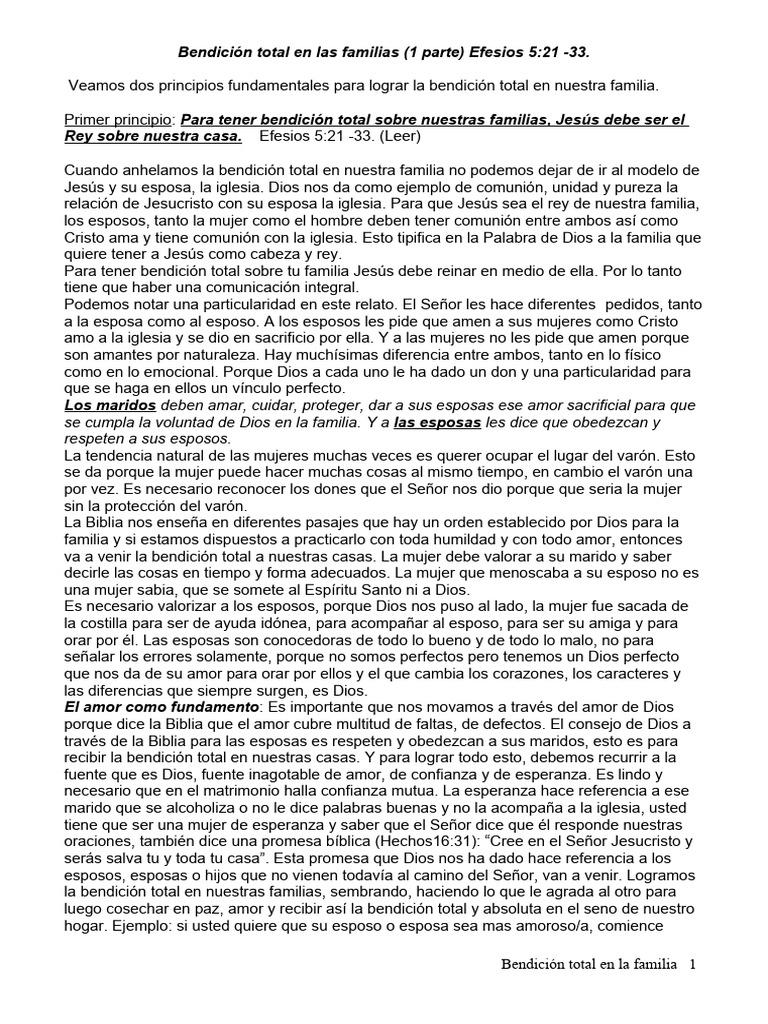 1-Bendicion Total en Las Familias g12 | PDF | Religión y espiritualidad