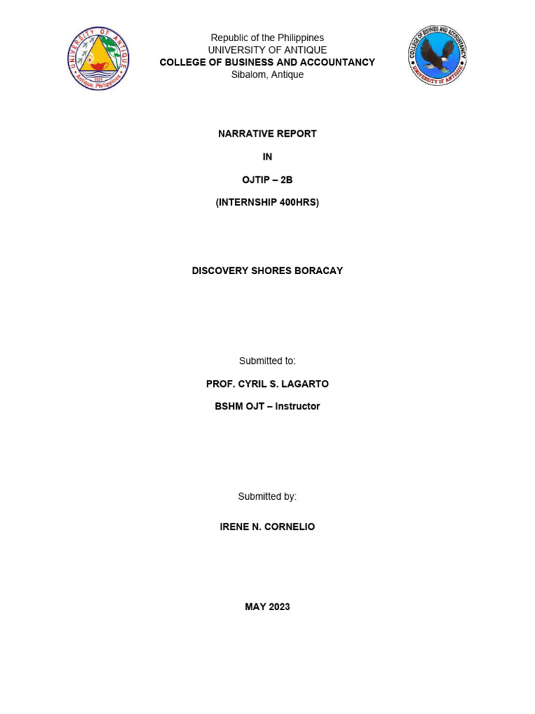 Narrative Report Leah | PDF | Internship | Job Hunting