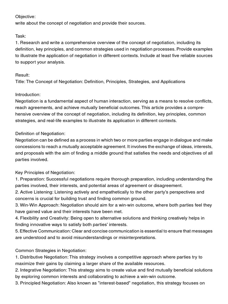 Concept of Negotiation | PDF | Negotiation | Communication