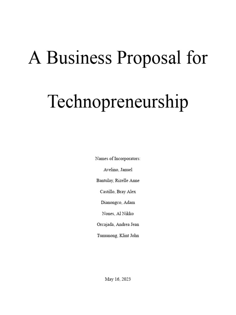 A Business Proposal For Technopreneurship | PDF | Brand | Chief ...