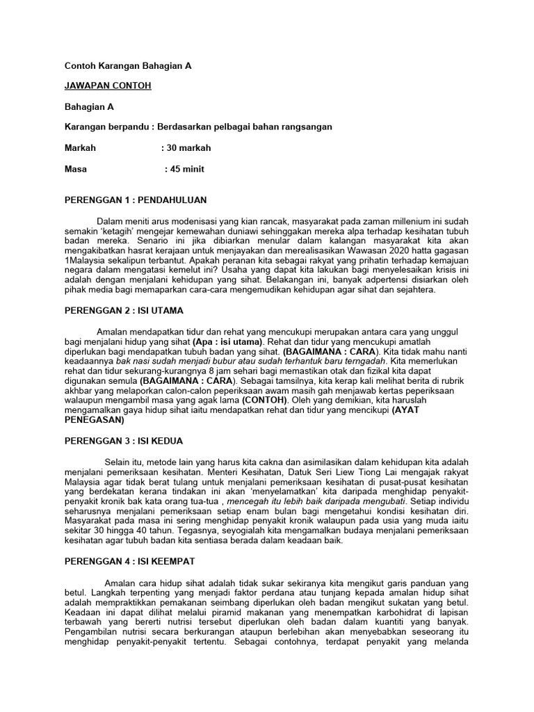 Contoh Karangan Bahagian A | PDF | Pengembangan Diri