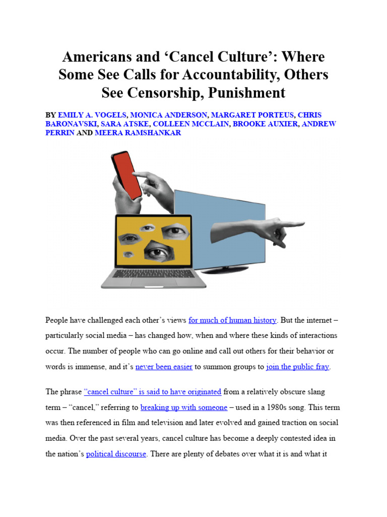 Americans' Views on Cancel Culture | PDF | Social Media | Popular ...