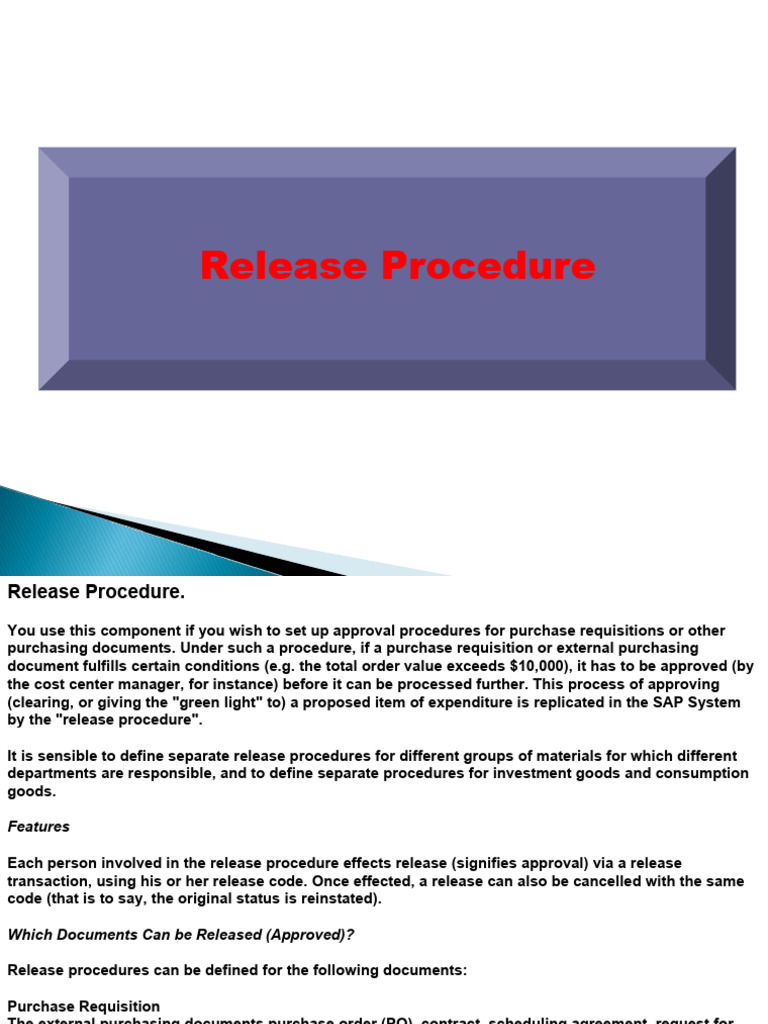 Release Procedure | PDF | Cost | Computing
