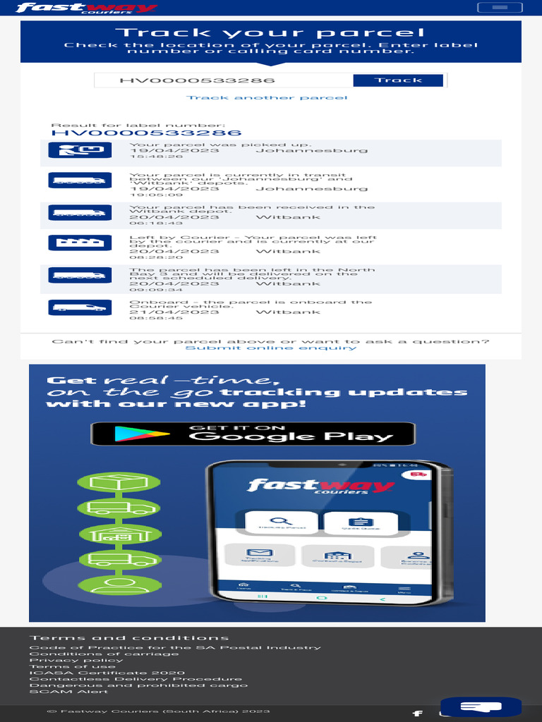 Fastway Couriers Track Your Parcel | PDF