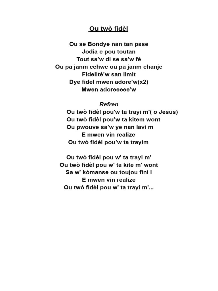 Ou Tro Fidèl Pou Ta Trayim | PDF | Religion et spiritualité | Mode de vie