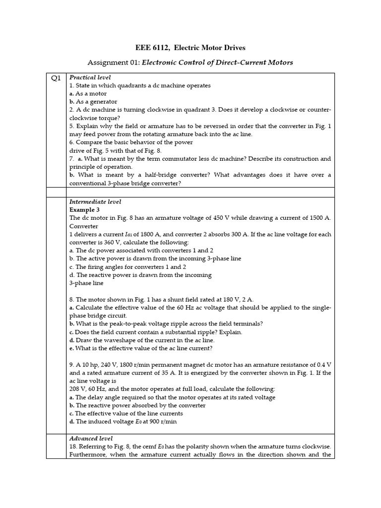 Assignment 1 | PDF | Electric Motor | Alternating Current